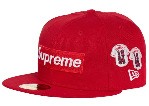 Supreme Jerseys Box Logo New Era Fitted Hat - Red