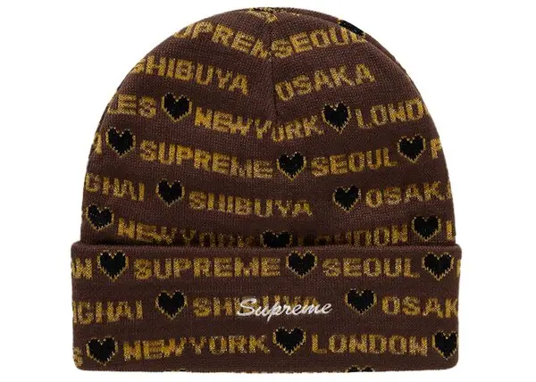 Supreme Hearts Beanie - Brown