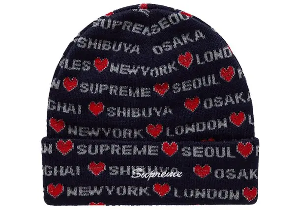 Supreme Hearts Beanie - Navy Blue