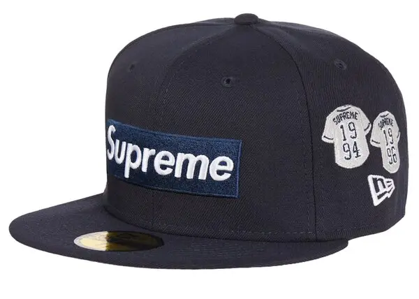 Supreme Jerseys Box Logo New Era Fitted Cap - Navy Blue