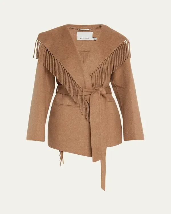 Simkhai Rowen Wool-blend Fringe Jacket - Beige