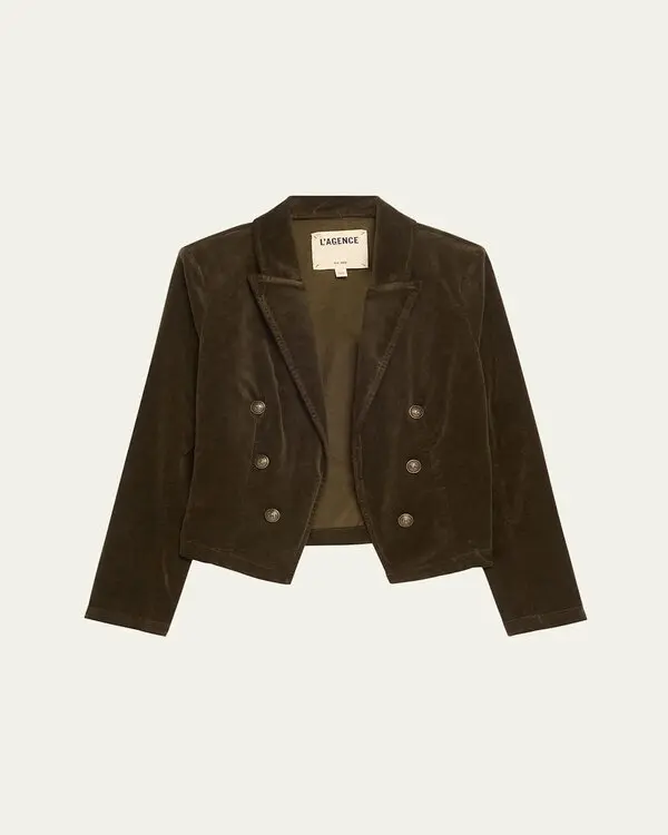 L'AGENCE Wayne Cropped Velvet Jacket