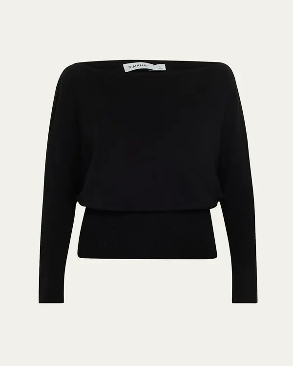 Simkhai Lavina Draped One-shoulder Sweater - Black