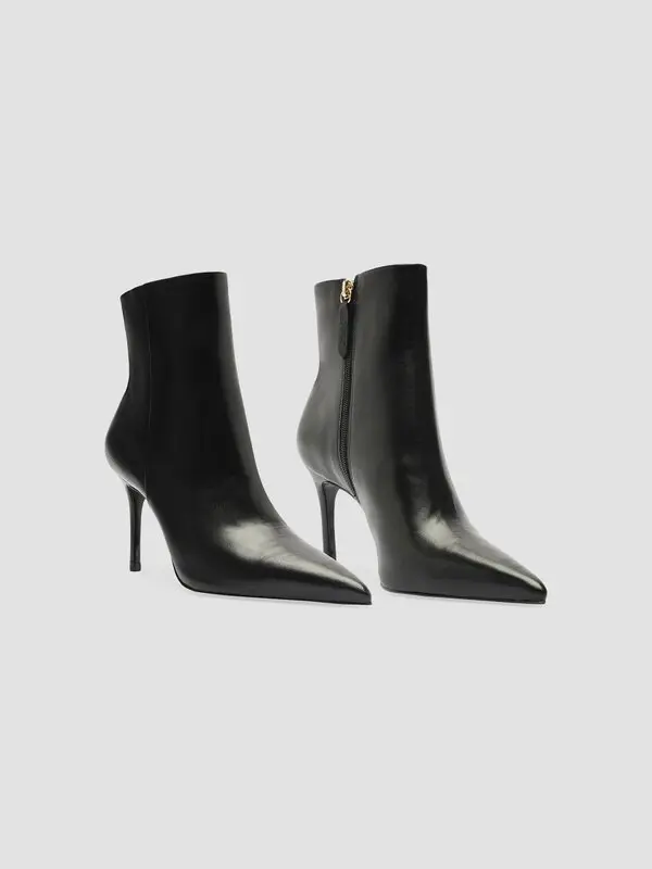 Schutz Mikki 85mm Leather Stiletto Booties - Black