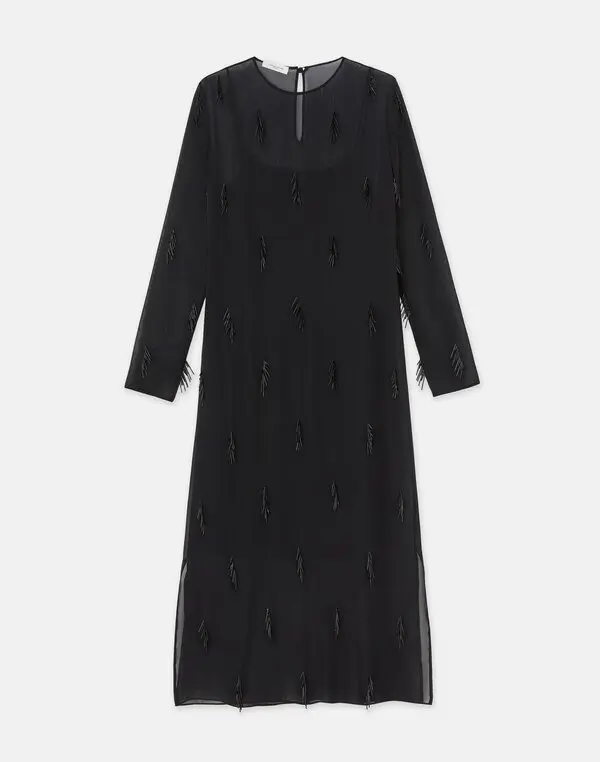 tassel beaded mini shift dress Asta Sequin Shift Dress — Black Party Dress main image 1