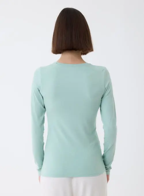 Majestic Filatures Soft Touch Long Sleeve Crewneck T-shirt - Aqua