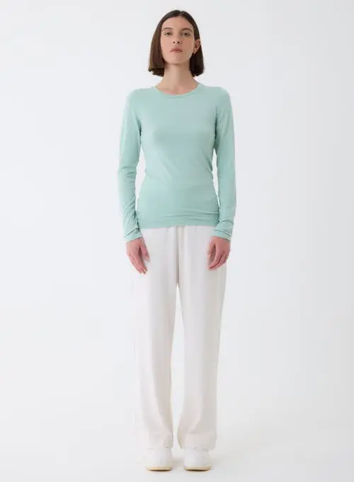 Majestic Filatures Soft Touch Long Sleeve Crewneck T-shirt - Aqua