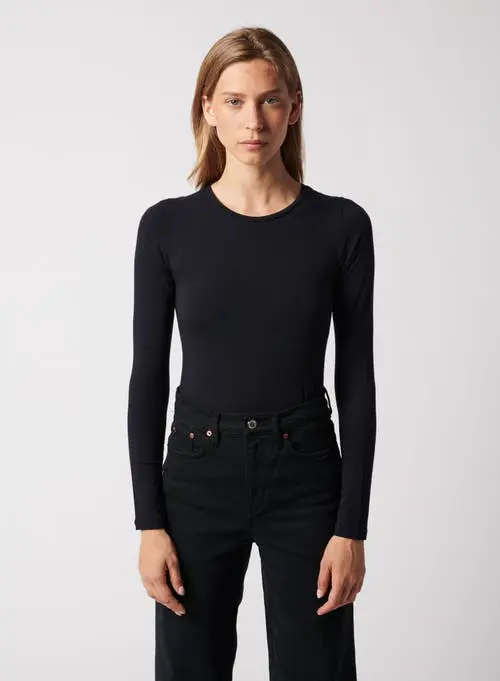 Majestic Filatures Soft Touch Long Sleeve Crewneck T-shirt - Marine
