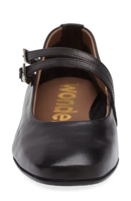WONDERS Asymmetric Strap Flat - Black Leather