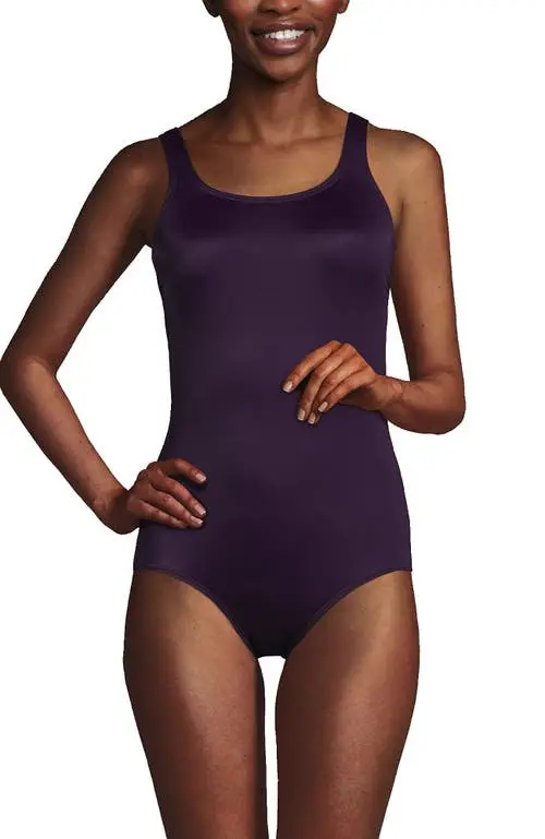 LANDS' END Tugless One-piece Swimsuit - Blackberry