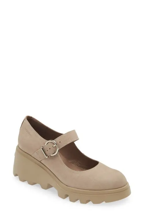 WONDERS Wedge Mary Jane - Taupe Nubuck