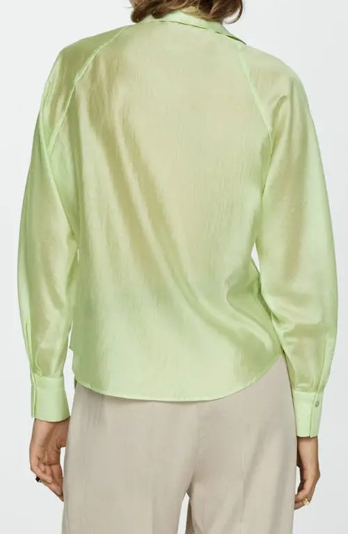 Mango Satin Button-up Shirt - Green