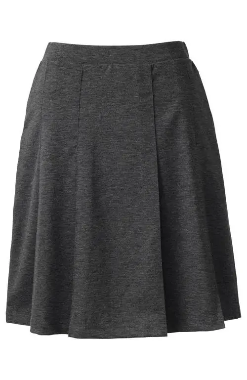 LANDS' END Ponte Pleat Skirt - Charcoal Heather