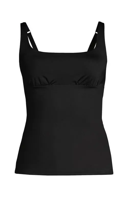 LANDS' END Square Neck Underwire Tankini Top - Black