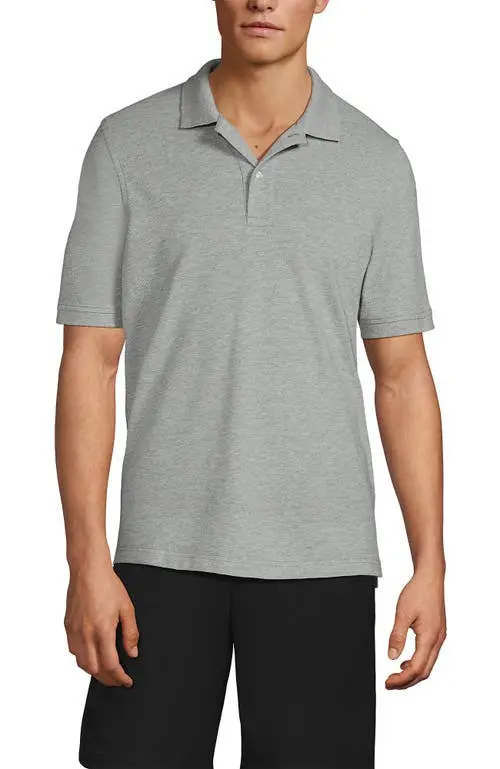 LANDS' END School Uniform Young Short Sleeve Mesh Polo Shirt - Gray Heather