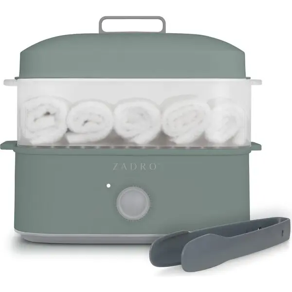 ZADRO Countertop Towel Steamer With Tongs - Dark Green
