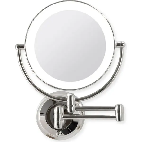 ZADRO Lighted Wall Mounted Makeup Mirror With 5x/1x Magnification & Extendable Arm - Chrome