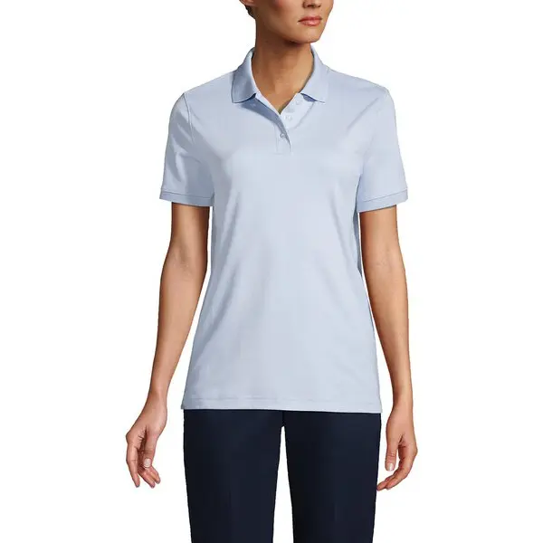 LANDS' END School Uniform Short Sleeve Interlock Polo Shirt - Blue