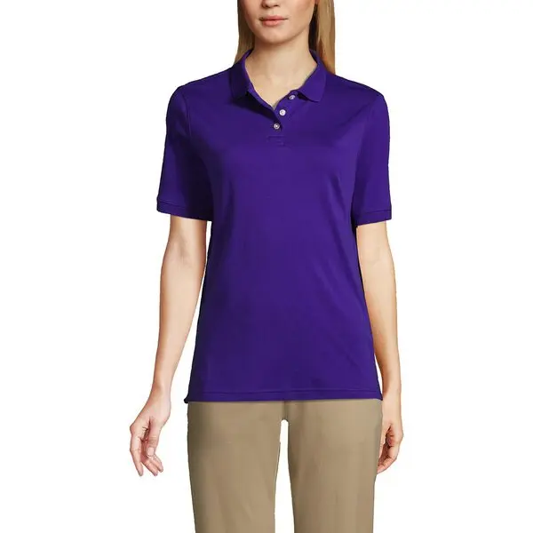LANDS' END School Uniform Short Sleeve Interlock Polo Shirt - Deep Purple