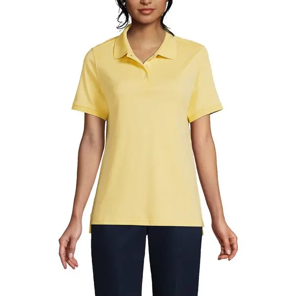 LANDS' END School Uniform Short Sleeve Interlock Polo Shirt - Maize