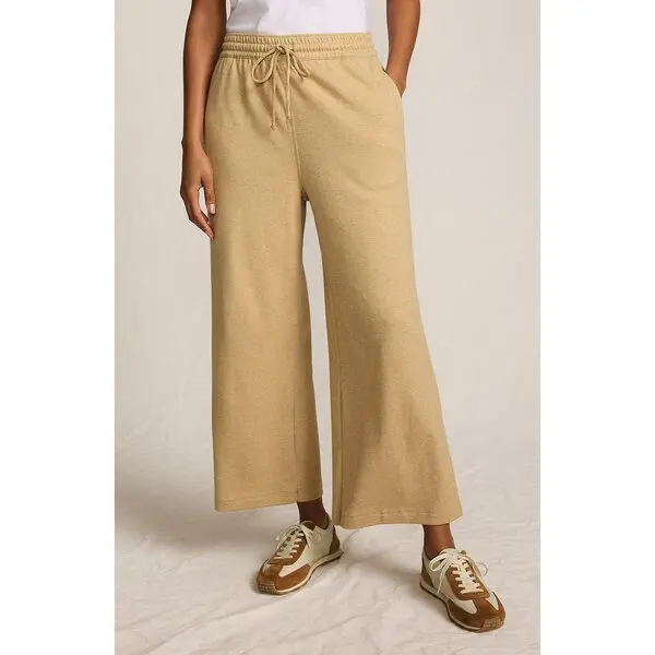 LANDS' END Sport Knit Drawstring Crop Pants - French Pecan Heather