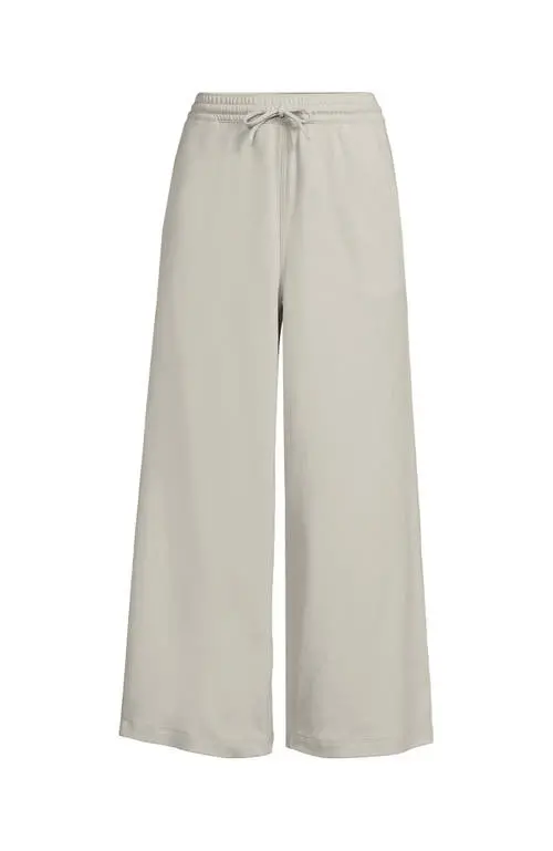 LANDS' END Sport Knit Drawstring Wide Leg Crop Pants - Light Stone