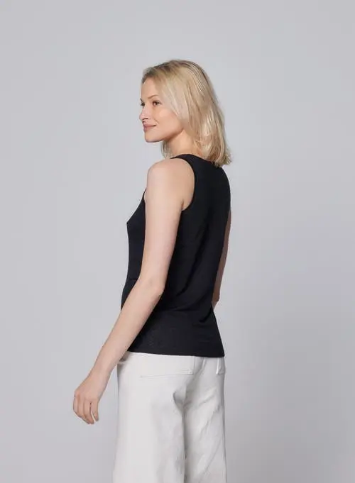 Majestic Filatures Stretch Linen Tank - Noir