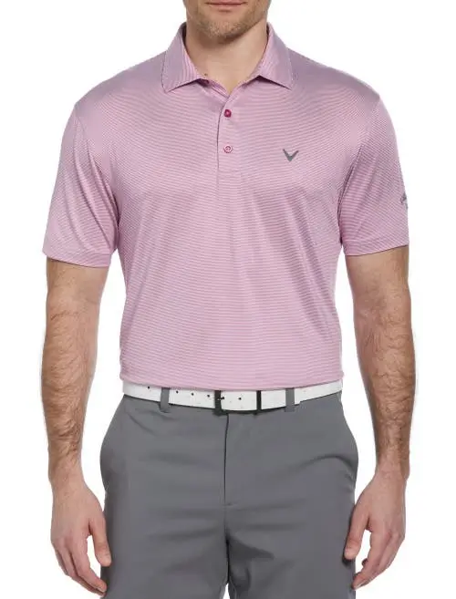 CALLAWAY Fine Line Striped Polo Shirt - Purple Orchid