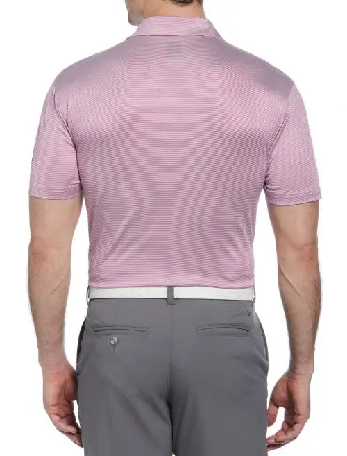 CALLAWAY Fine Line Striped Polo Shirt - Purple Orchid