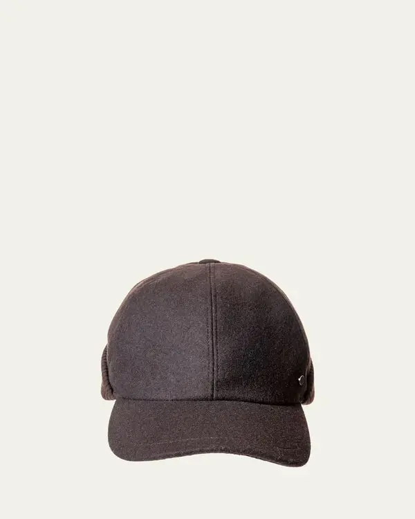 Inverni Cashmere Baseball Cap With Ear Flaps - Chocolate