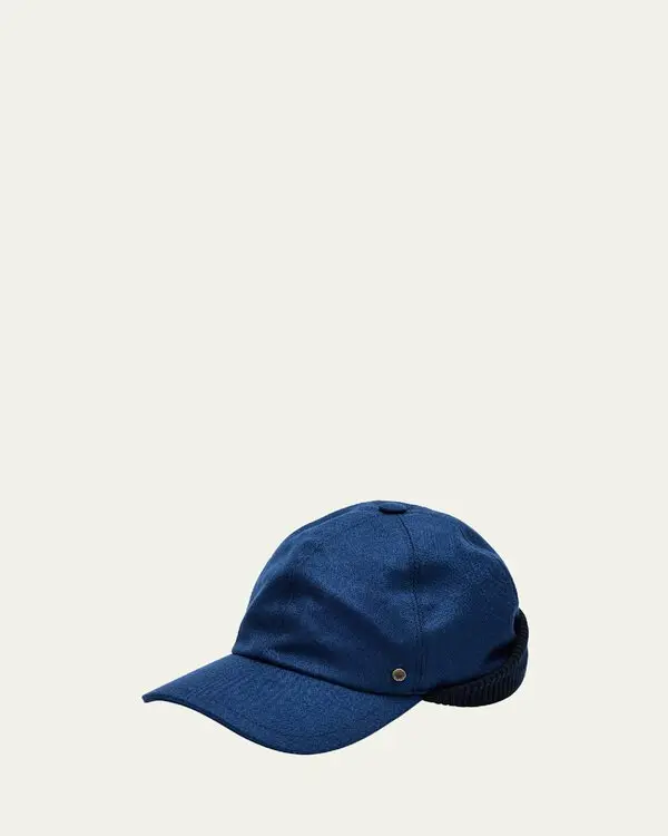 Inverni Cashmere Baseball Cap With Ear Flaps - Navy 