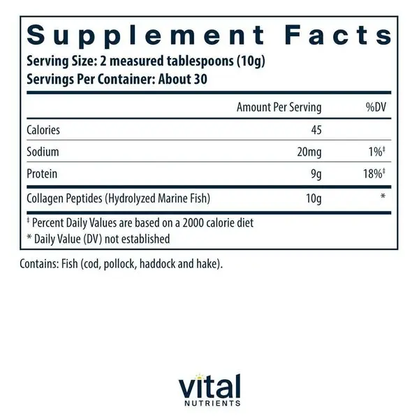 VITAL NUTRIENTS Marine Collagen Wild-caught Type I And Iii 300 Grams