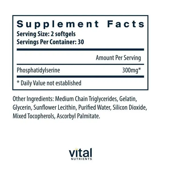 VITAL NUTRIENTS Phosphatidylserine 150mg 60 Softgels