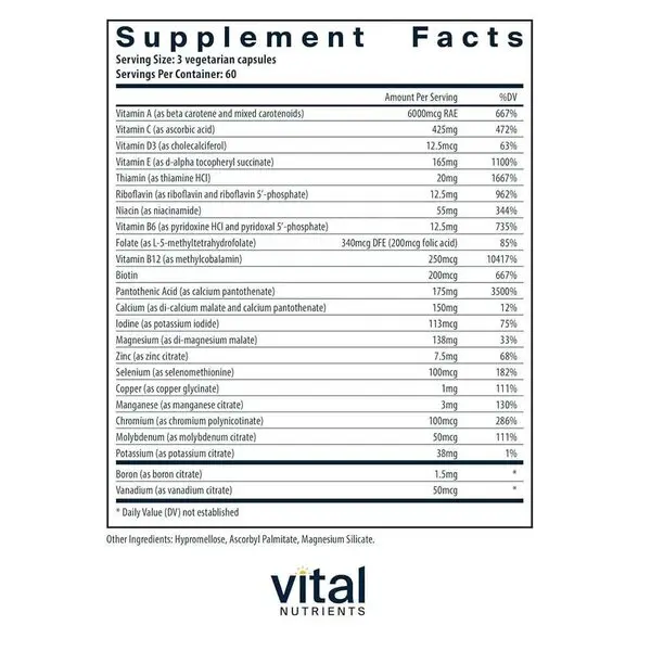 VITAL NUTRIENTS Multi-nutrients 4 Citrate/malate Formula 180 Capsules