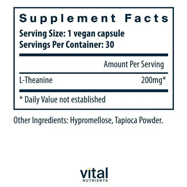 VITAL NUTRIENTS L-theanine 200mg 60 Capsules