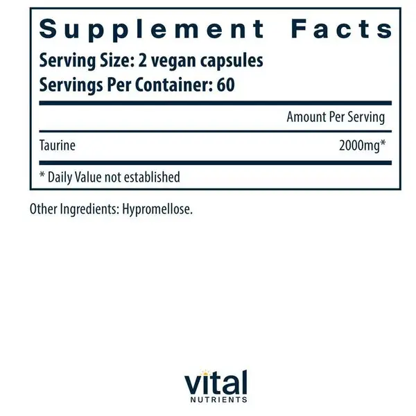 VITAL NUTRIENTS Taurine 1000mg 120 Capsules