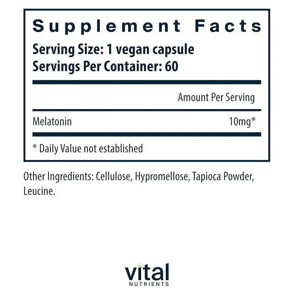 VITAL NUTRIENTS Melatonin 10mg 60 Capsules