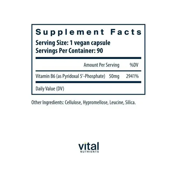 VITAL NUTRIENTS Pyridoxal-5-phosphate 50mg 90 Capsules