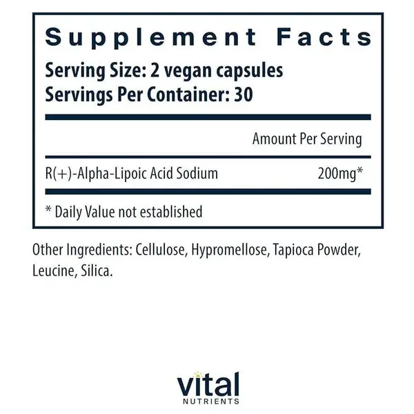 VITAL NUTRIENTS R-lipoic Acid 60 Capsules