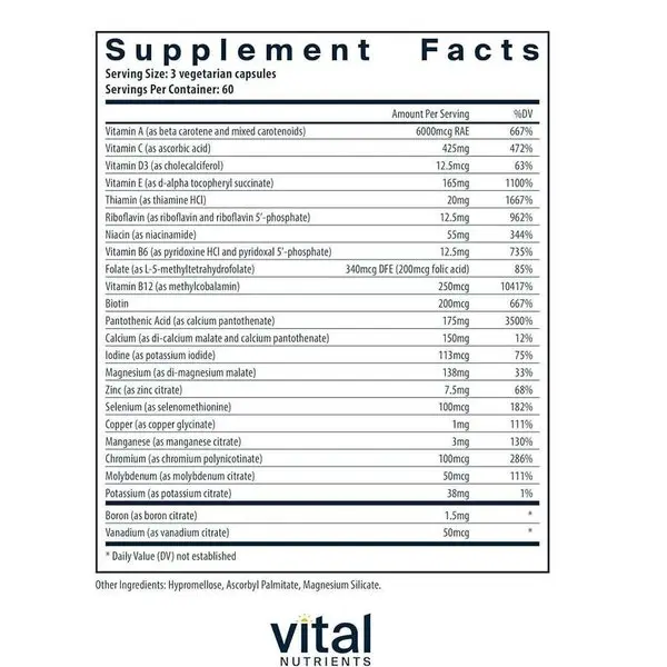 VITAL NUTRIENTS Multi-nutrients 2 Citrate/malate Formula 180 Capsules