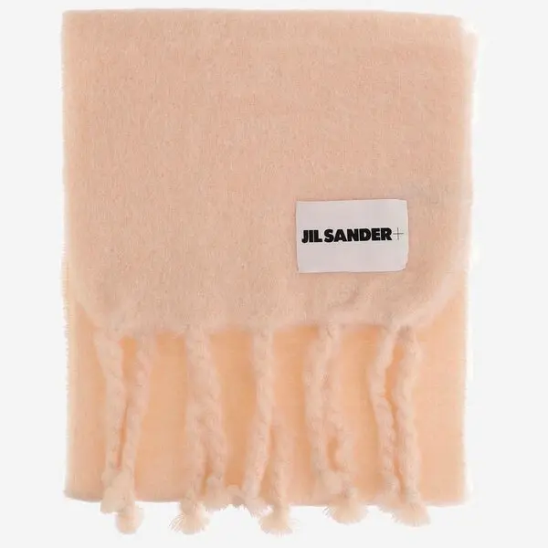 JIL SANDER Wool Blend Scarf With Logo - Pink
