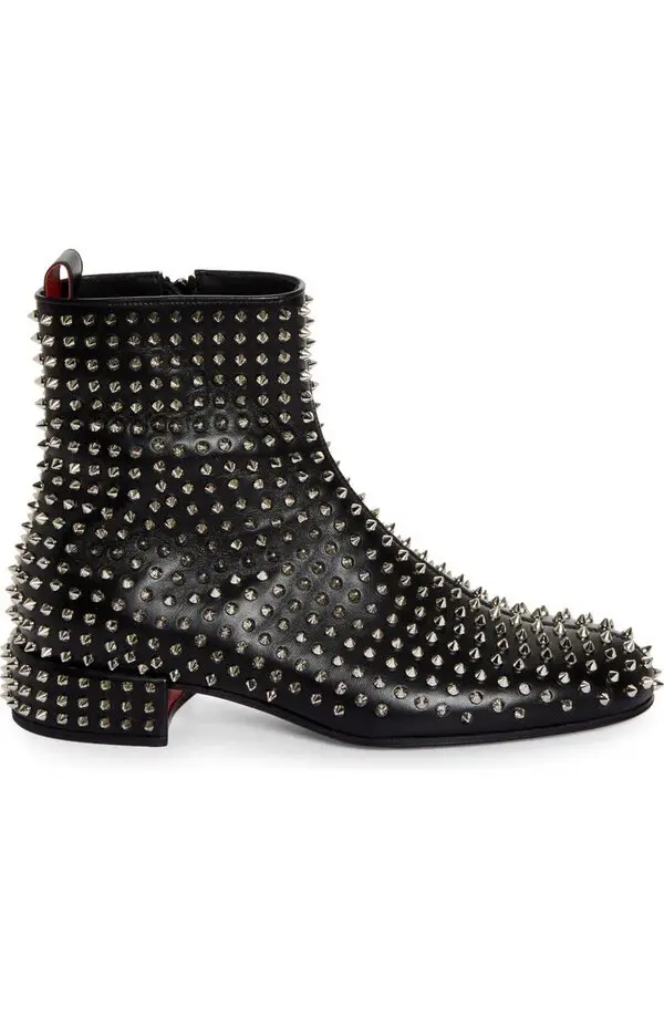 Christian Louboutin Spikeasy Uomo Studded Boot - Black | Editorialist