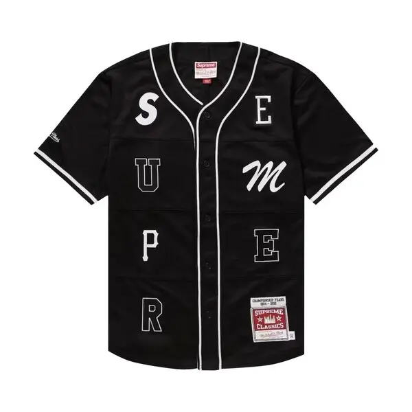 Supreme X Mitchell & Ness Patchwork Baseball Jersey - Black