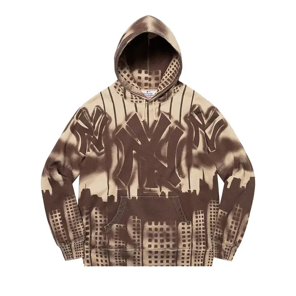 Supreme X New York Yankees Airbrush Hooded Sweatshirt - Tan