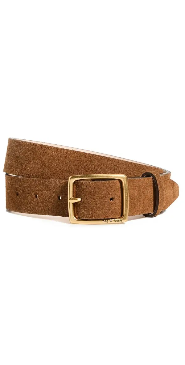 Rag & Bone Boyfriend Leather Belt - Brown Wood Suede