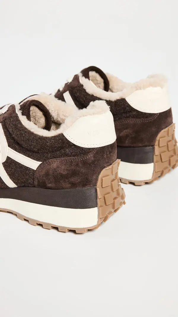 Veronica Beard Valentina Shearling Sneakers - Espresso