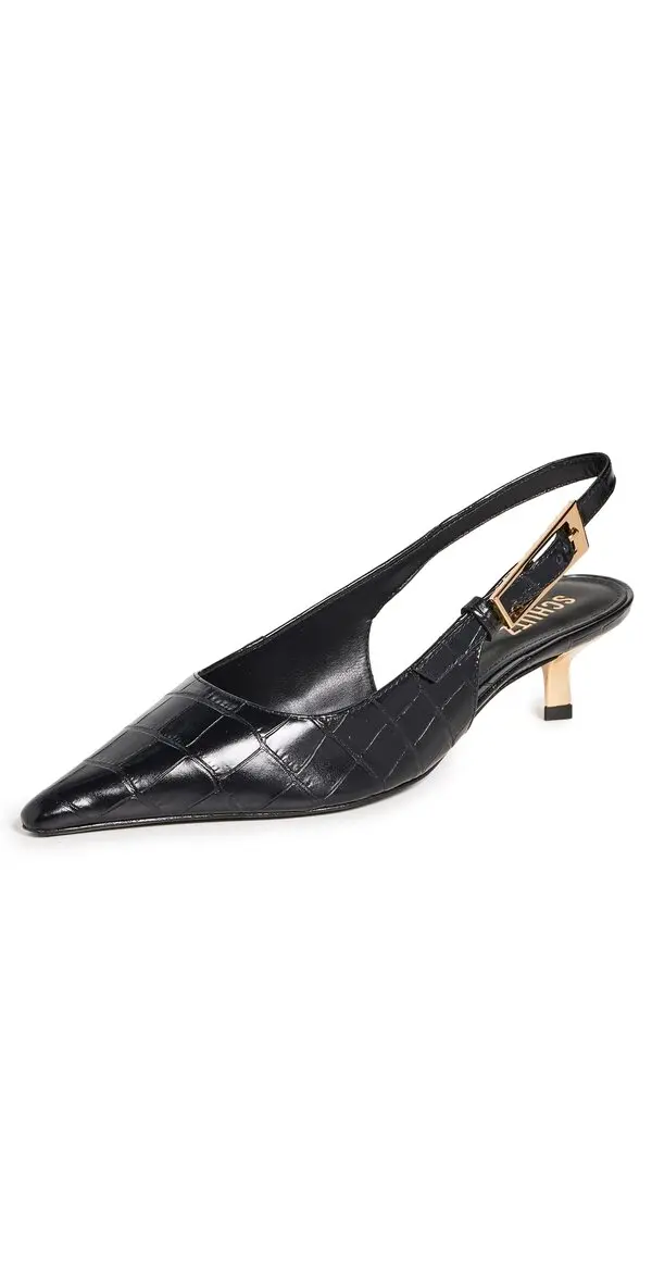 Schutz Lana Croco Slingback Pumps - Black