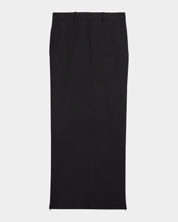 Helmut Lang Zipped Wool Maxi Skirt - Light Brown