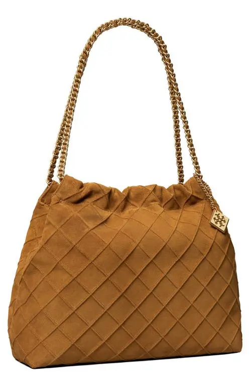 Tory Burch Fleming Soft Suede Hobo Bag - Chicory Brown
