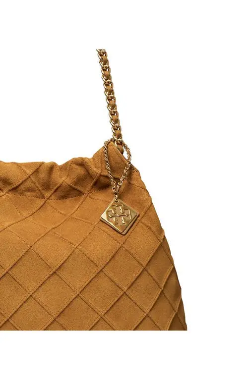 Tory Burch Fleming Soft Suede Hobo Bag - Chicory Brown